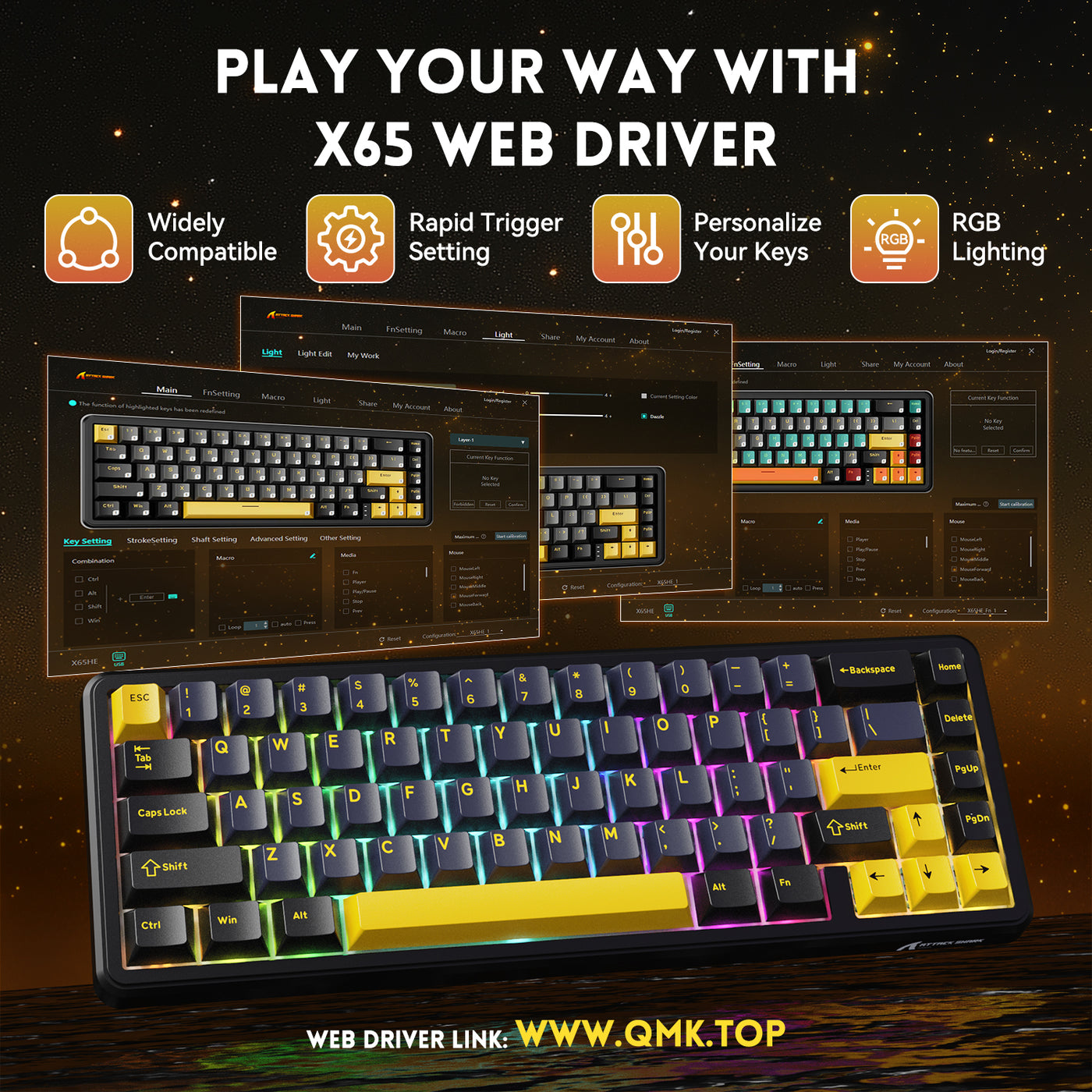 X65 HE Bundle: Magnetic Keyboard with 8KHz Coiled Cable